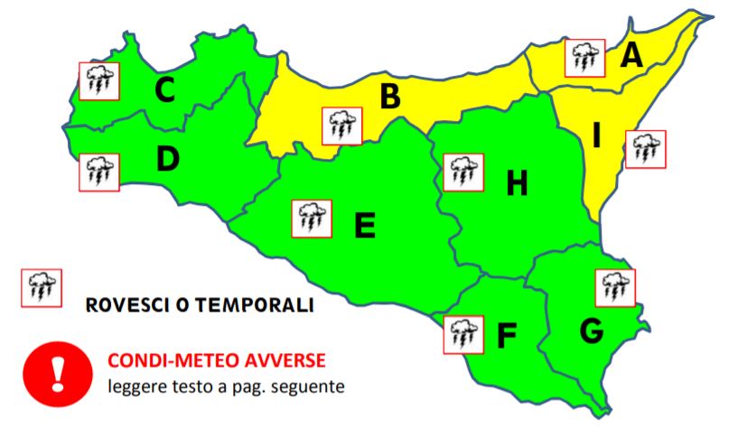 Maltempo in Sicilia: allerta gialla per venti di burrasca e temporali