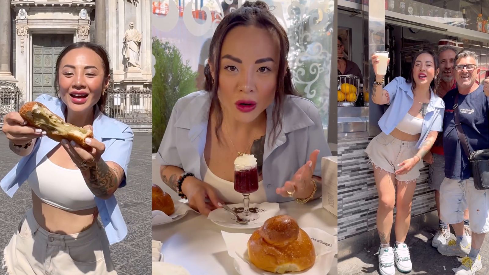 Un giorno con Rosy Chin a Catania tra arancini, seltz e pane cunzato ...